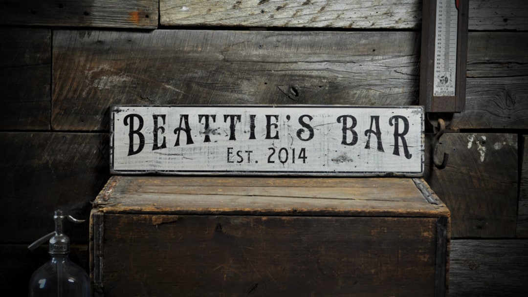 Bar Sign, Custom Bar Sign, Pub Est Date Sign, Wooden Bar Sign, Bar Wall ...