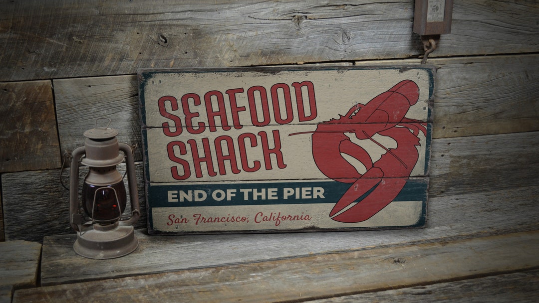 Seafood Shack Sign, Rustic Seafood Sign, Seafood Eating, Ocean Decor ...