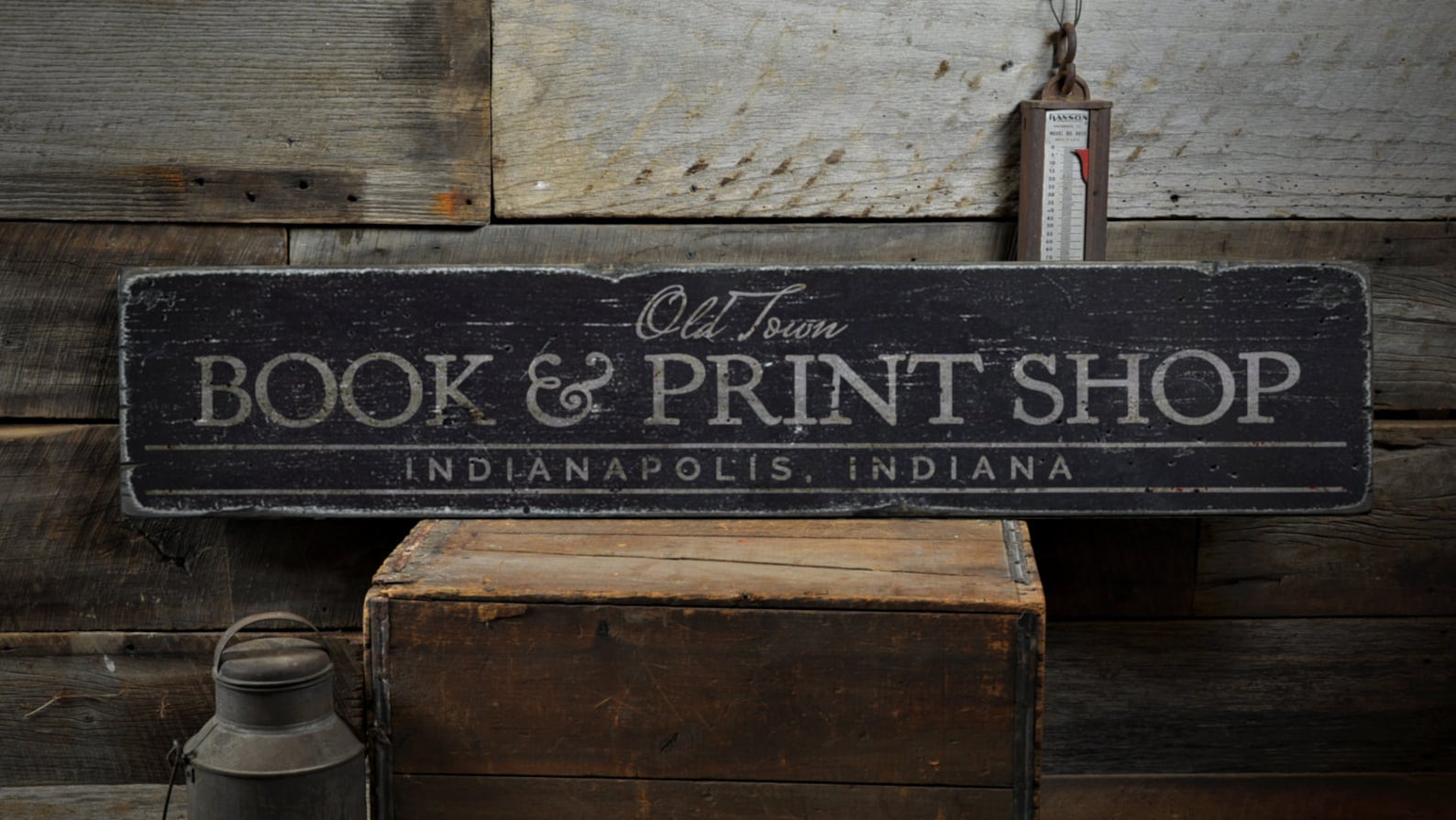 Book & Print Shop Wood Sign Personalized Old Town Store - Etsy
