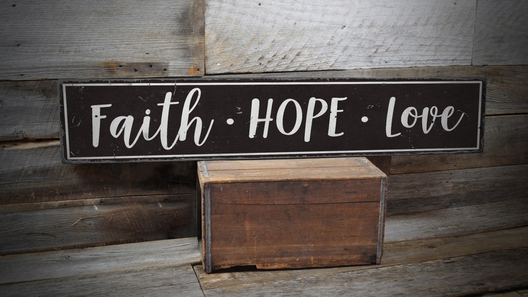Faith Hope Love Sign, Christian Home Decor, Inspirational Sign ...