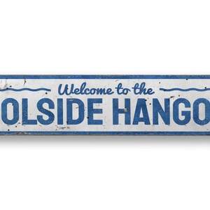 Poolside Hangout Welcome Sign, Rustic Pool Decor, Outdoor Home Decor ...