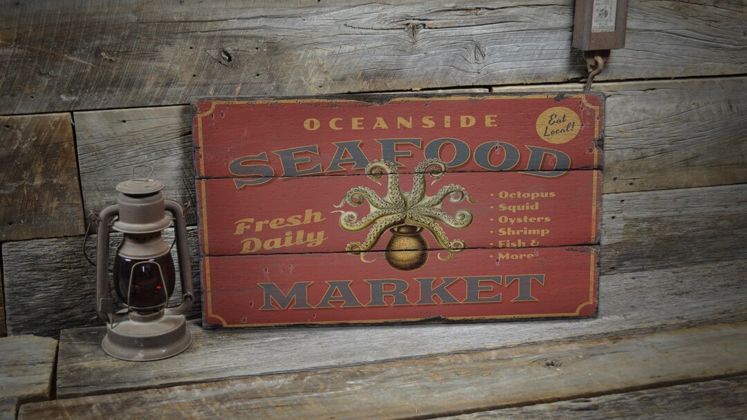 Wooden Seafood Decor Sign, Ocean Food Decor Gift Sign, Ocean Lifestyle ...