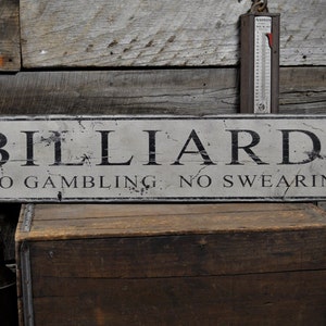 Billiards No Gambling No Swearing Sign - Rustic Wooden Decor - Etsy