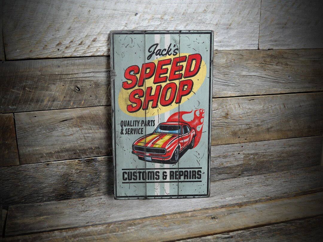 Speed Shop Sign, Mechanic Shop Sign, Vintage Garage Decor, Garage Wall ...