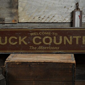 Welcome to Buck Country Wood Sign, Custom Family Last Name Deer Hunter ...