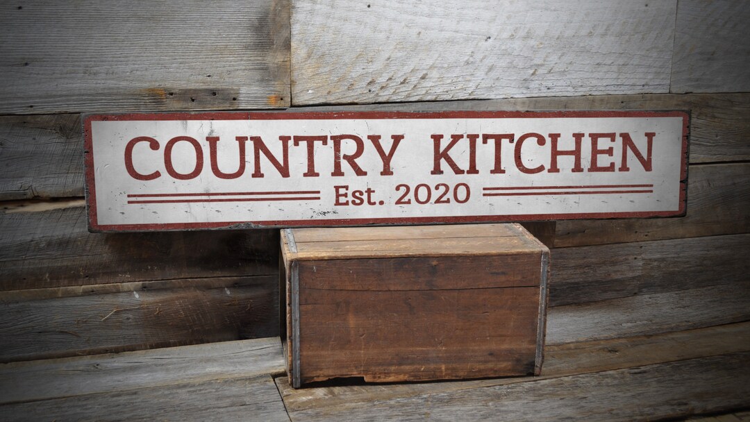 Country Kitchen Sign, Rustic Kitchen Decor, Distressed Wood Sign ...