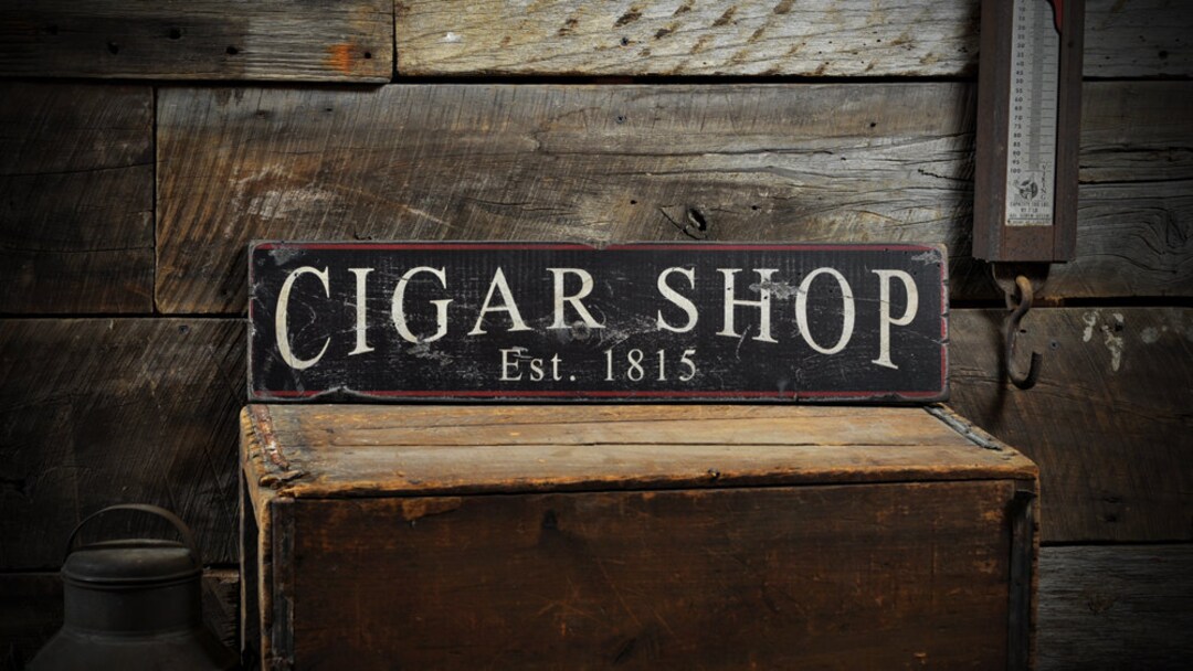 Custom Cigar Shop Est Date Sign, Wooden Cigar Shop Decorations, Cigar ...