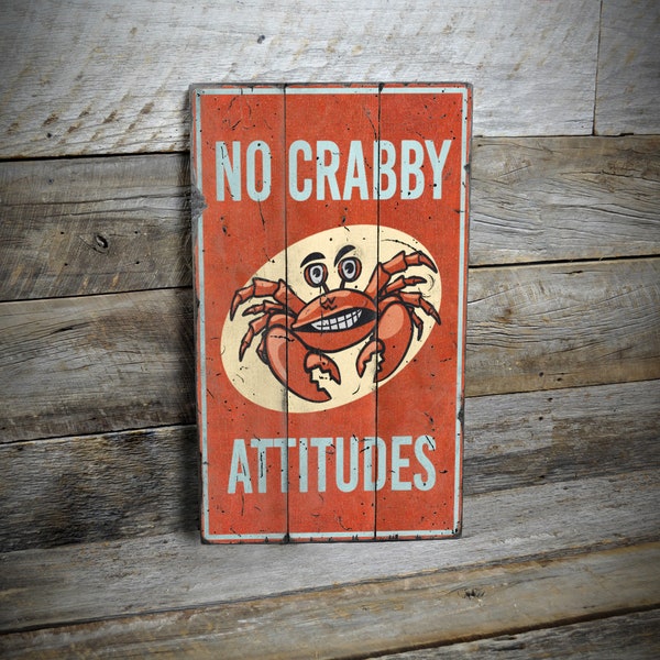 No Crabby Attitudes Sign - Etsy