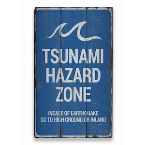 Tsunami Hazard Zone Sign, Coastal Safety Sign, Tsunami Risk Sign ...