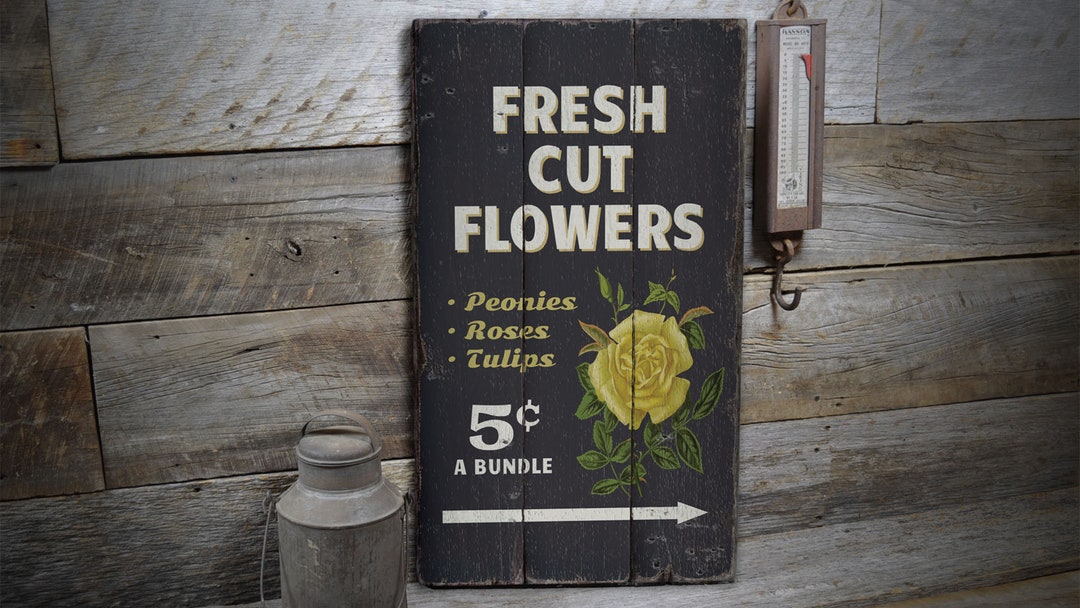 Fresh Cut Flowers, Fresh Cut Flower Sign, Flower Cut Decor, Flower ...