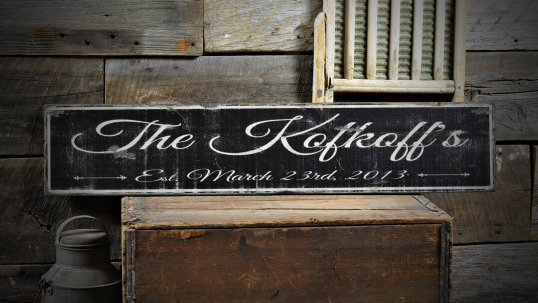 Custom Wedding Est. Date Sign - Rustic Hand Made Vintage Wooden - Etsy