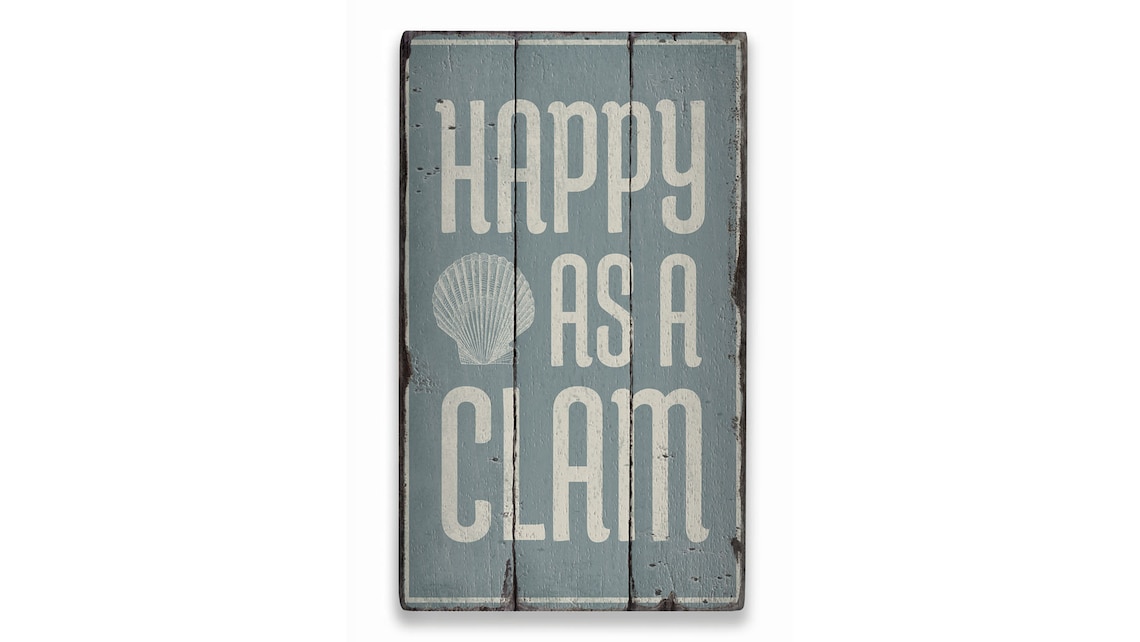 Clam Happy Sign Happy as A Clam Wooden Clams Sign Beach - Etsy