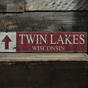 Custom City State Arrow Ahead Sign, City State Decorations, Lake Lover ...