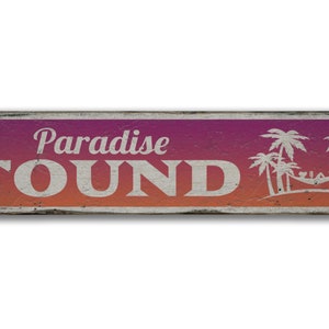Paradise Beach Signs, Wooden Paradise Decor, Wall Palms Gift, Custom ...