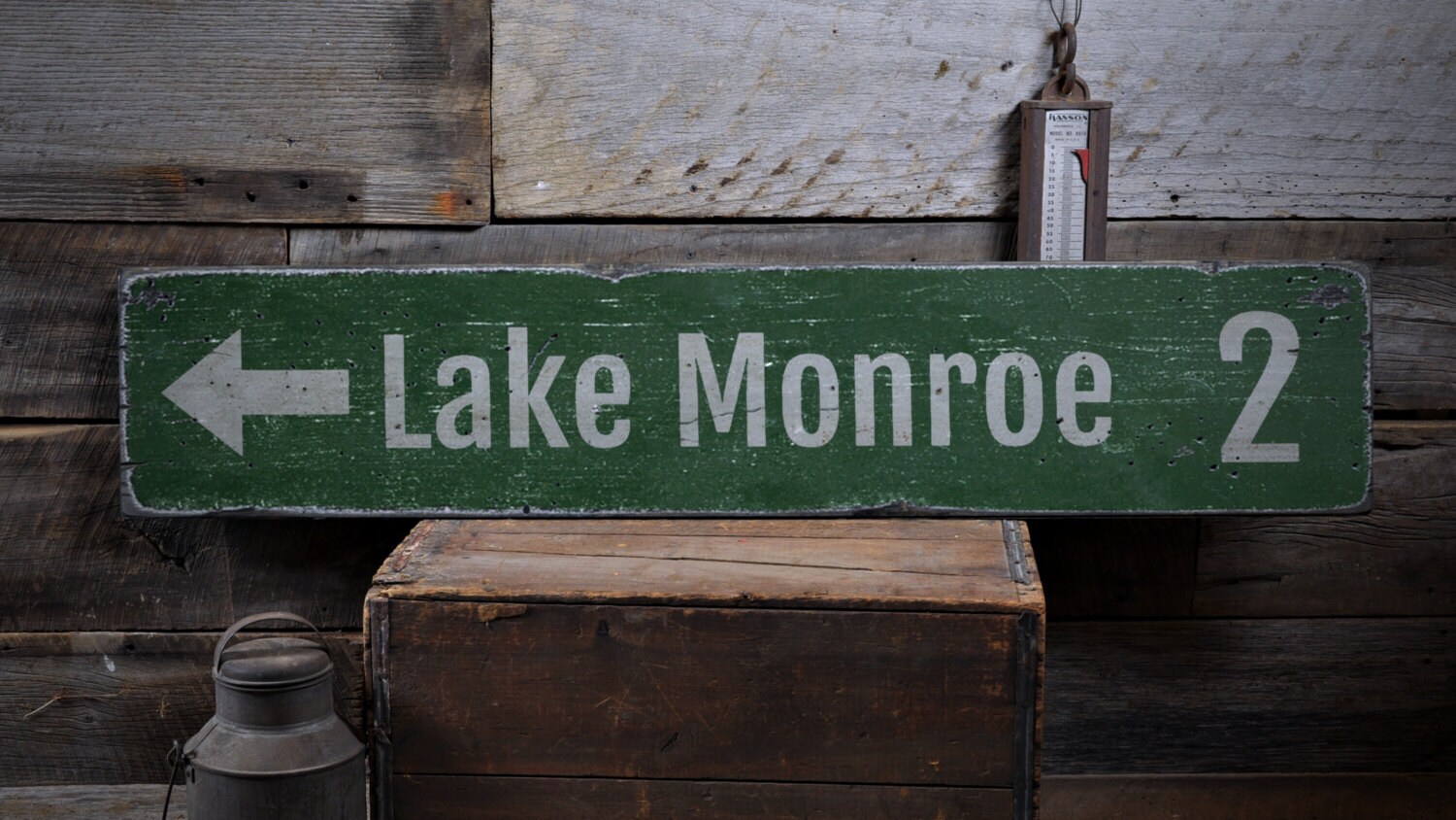 Lake Monroe Arrow Mileage Wood Sign Personalized Lake | Etsy
