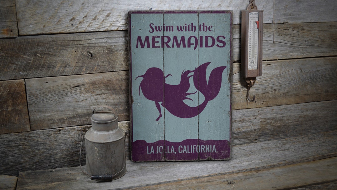 Mermaids Sign, Wooden Mermaid Swim Sign, Mermaid Sign, Swimming Decor ...