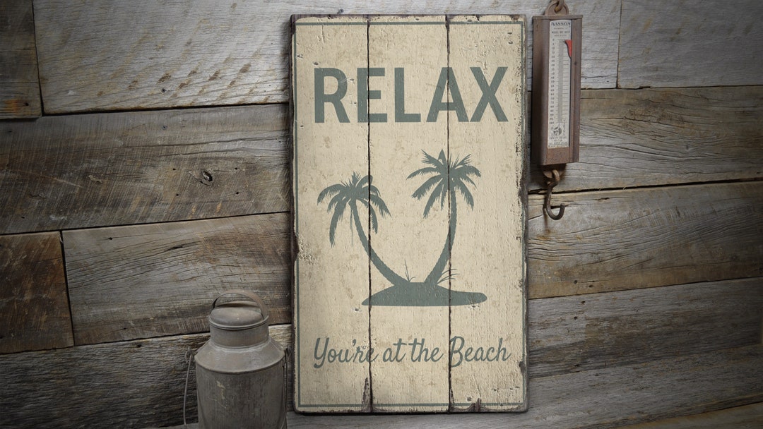 Relax Beach Sign, Wood Relax Beach Sign, Wooden Oceanfront Sign, Wood ...