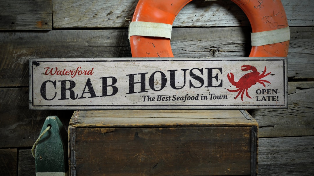 Crab House Wood Sign, Personalized Beach Location Sign, Best Seafood in ...