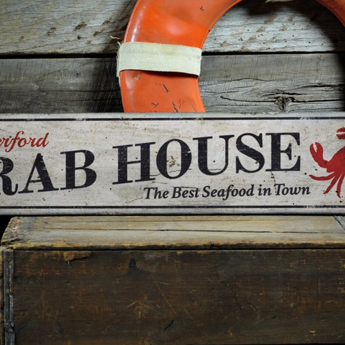 Crab House Wood Sign Personalized Beach Location Sign Best - Etsy