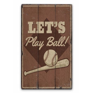 Lets Play Ball Sign Baseball Fan Sign Sports Gift Sign Wood - Etsy