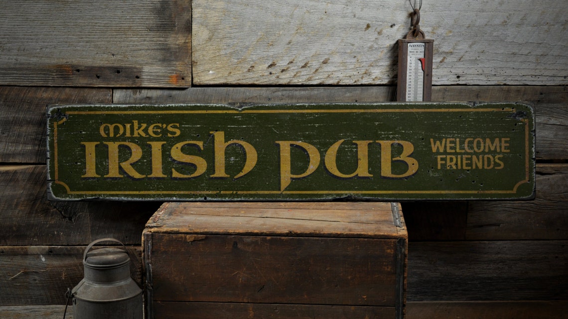 Irish Pub Wood Sign, Personalized Bar Owner Bartender Name Gift ...