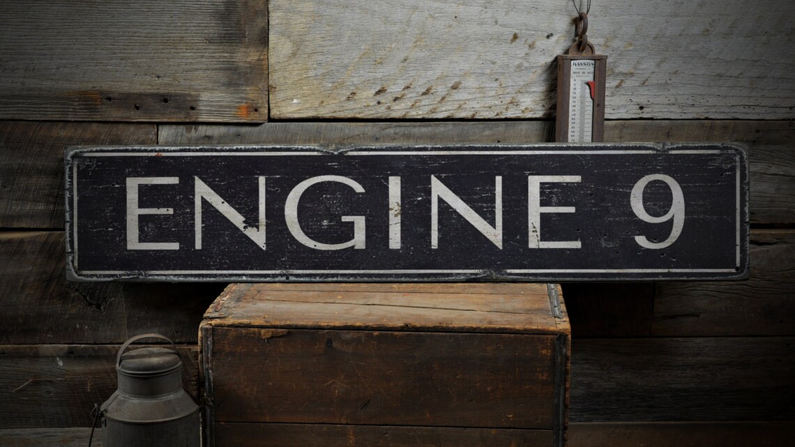Engine Number Wood Sign Custom Firehouse Decor Firefighter - Etsy