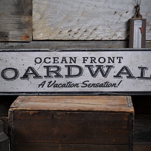 Ocean Front Boardwalk Sign, Custom Vacation Sign, Beach Boardwalk Sign ...