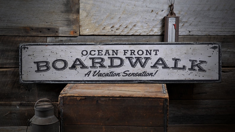 Ocean Front Boardwalk Sign Custom Vacation Sign Beach | Etsy