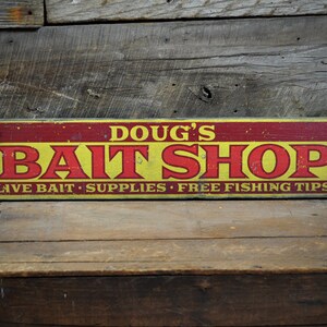 Custom Bait Shop Lake House Sign - Rustic Hand Made Vintage Wooden ...