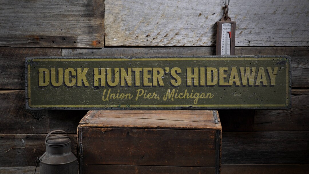 Duck Hunter Sign, Duck Hunter Gift, Rustic Hideaway Sign, Hunting Lodge ...