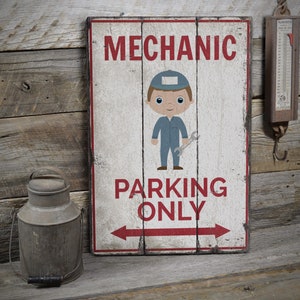 Mechanic Parking Sign, Wood Mechanic Parking Sign, Parking Signs, Wood ...