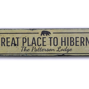 Lodge Wood Sign, Hibernate Sign, Custom Bear Gift, Family Lodge Gift ...