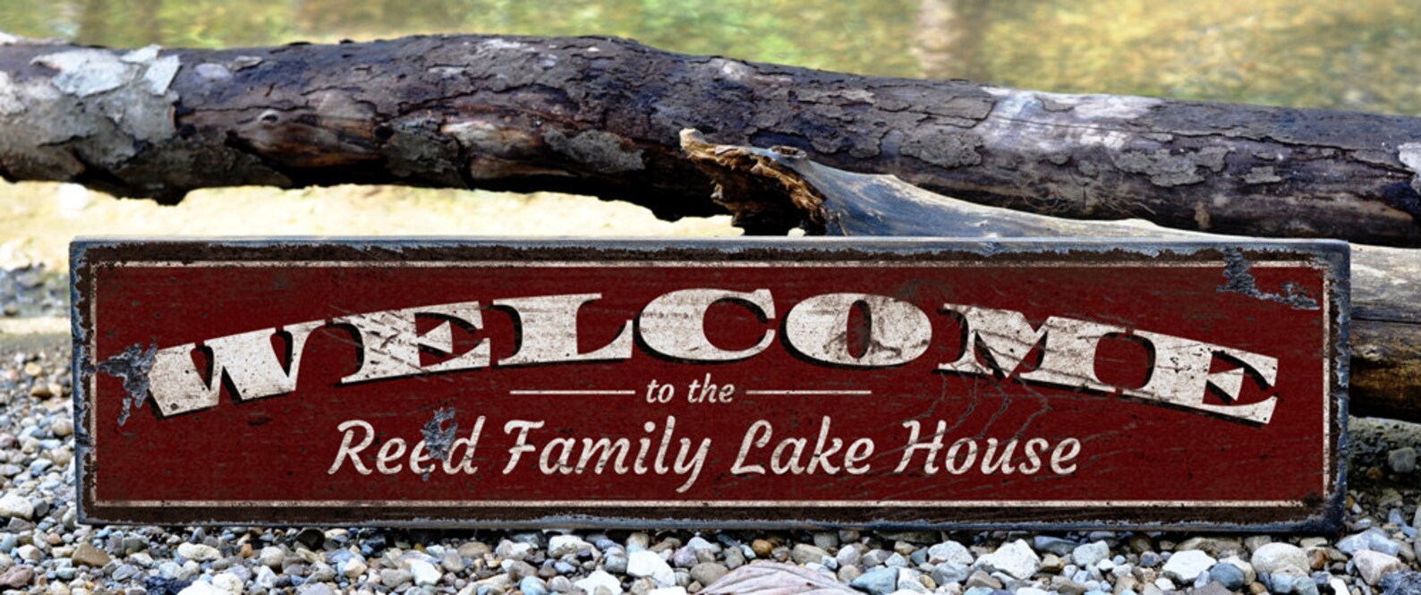 Custom Family Welcome Lake House Sign Rustic Hand Made - Etsy