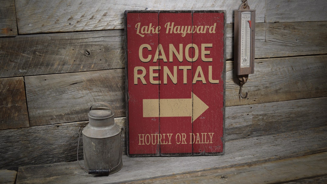 Canoe Rentals Sign, Old Fashioned Canoe Sign, Vintage Lake Decor, Old ...