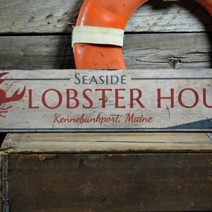 Seaside Lobster House Wood Sign, Custom Beach Location Bity State Sign ...