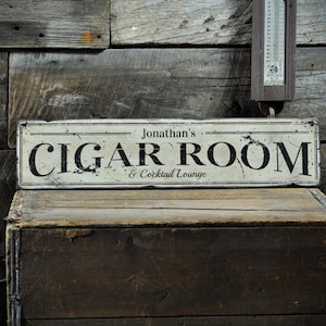 Custom Cigar Room Cocktail Lounge Sign - Rustic Hand Made Vintage ...