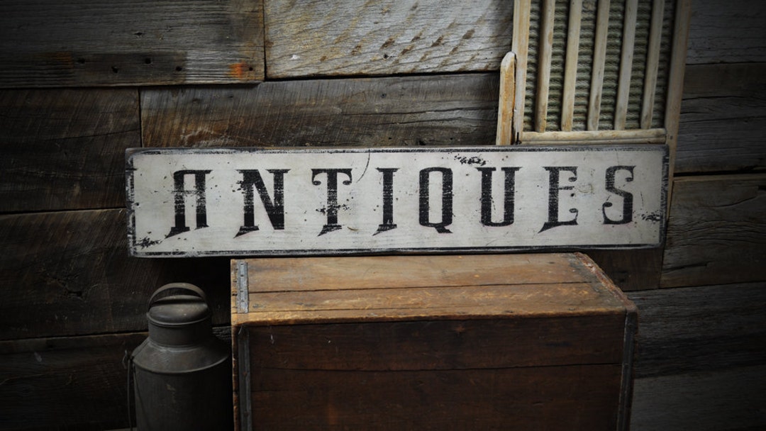Vintage Antiques Wood Sign - Rustic Hand Made Vintage Wooden - Etsy