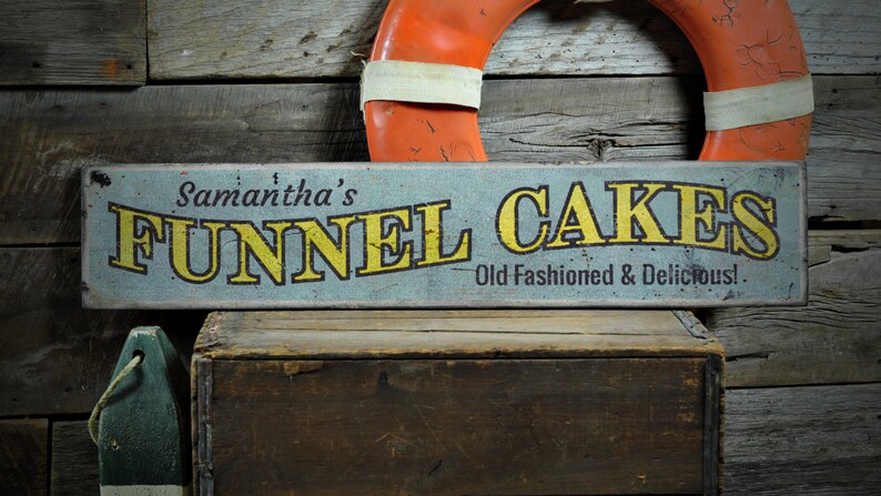 Funnel Cakes Wood Sign, Custom Baker Name Boardwalk Decor, Old ...