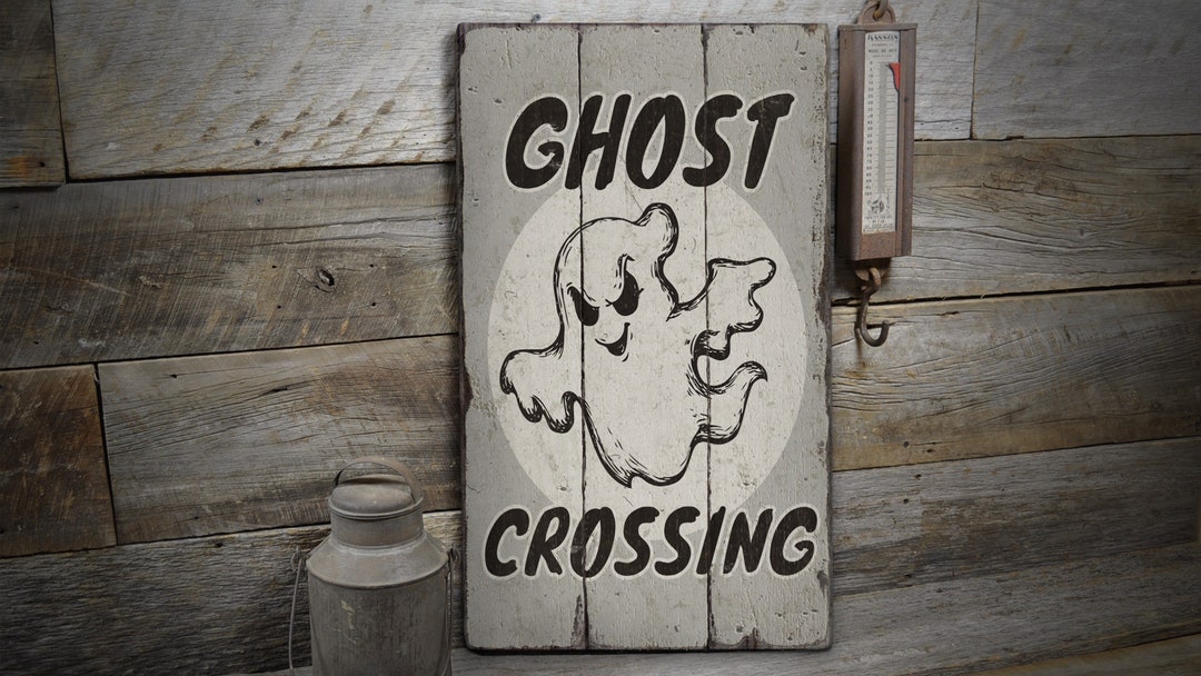 Ghost Crossing Sign, Danger Ghosts Sign, Wood Ghosts Xing Sign, Wood ...