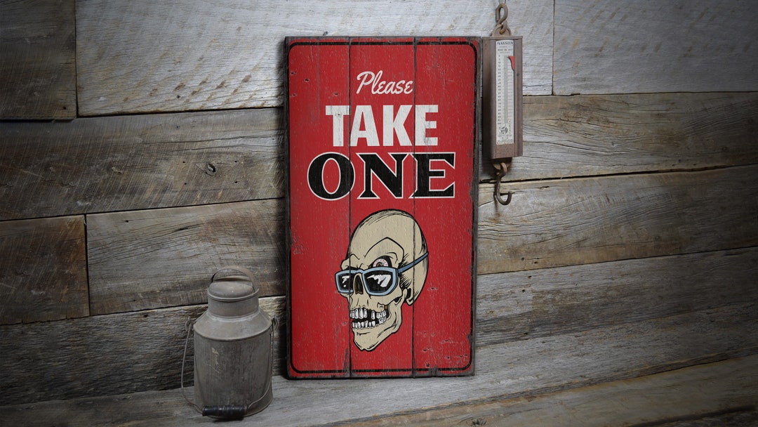 Please Take One Sign, Treat Dispenser Sign, Wooden Halloween Decor ...
