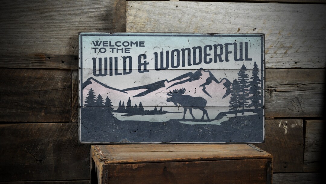 Wild and Wonderful Sign, Welcome Sign, Cabin Wall Decor, Vintage Style ...