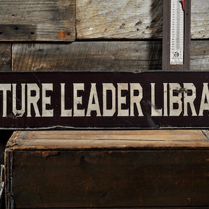 Custom Distressed Library Sign, Vintage Looking Signs - Rustic Hand ...