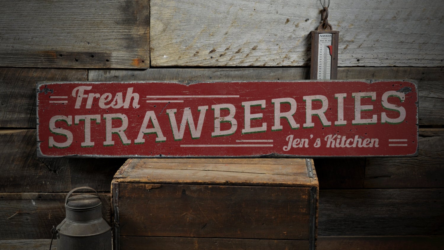 Fresh Strawberries Wood Sign, Personalized Cook Name Kitchen Sign ...
