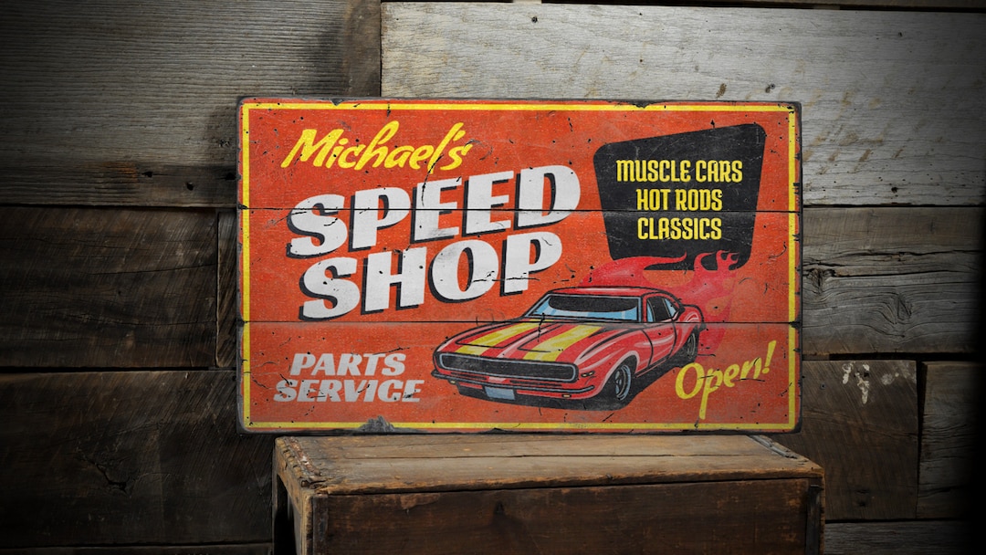 Custom Speed Shop Sign, Classic Car Sign, Hot Rod Sign, Muscle Cars ...