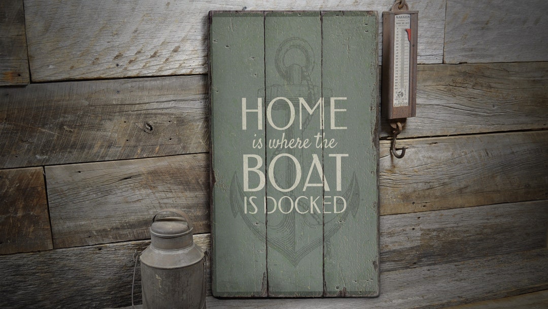 Home Boat Sign, Wooden Lake Boat Sign, Wood Lake Gift Sign, Lake Decor ...