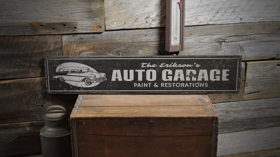 Auto Garage Sign, Wooden Car Sign, Car Garage Sign, Classic Car Gift ...