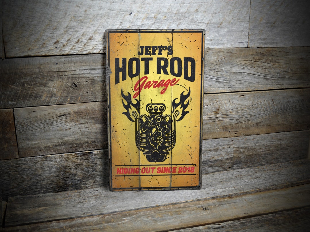 Custom Hot Rods Sign, Hot Rod Garage Sign, Hot Rod Wooden Sign, Hot Rod ...