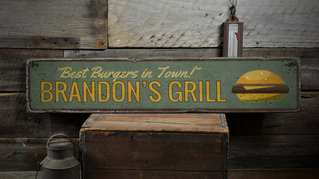 Best Burgers in Town Wood Sign, Personalzied Grill Master Name Gift ...