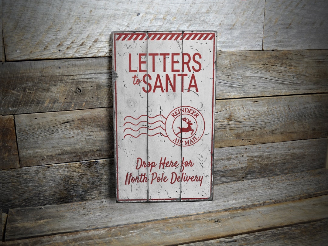 Letters to Santa Sign, Christmas Decor, Christmas Letters, Distressed ...
