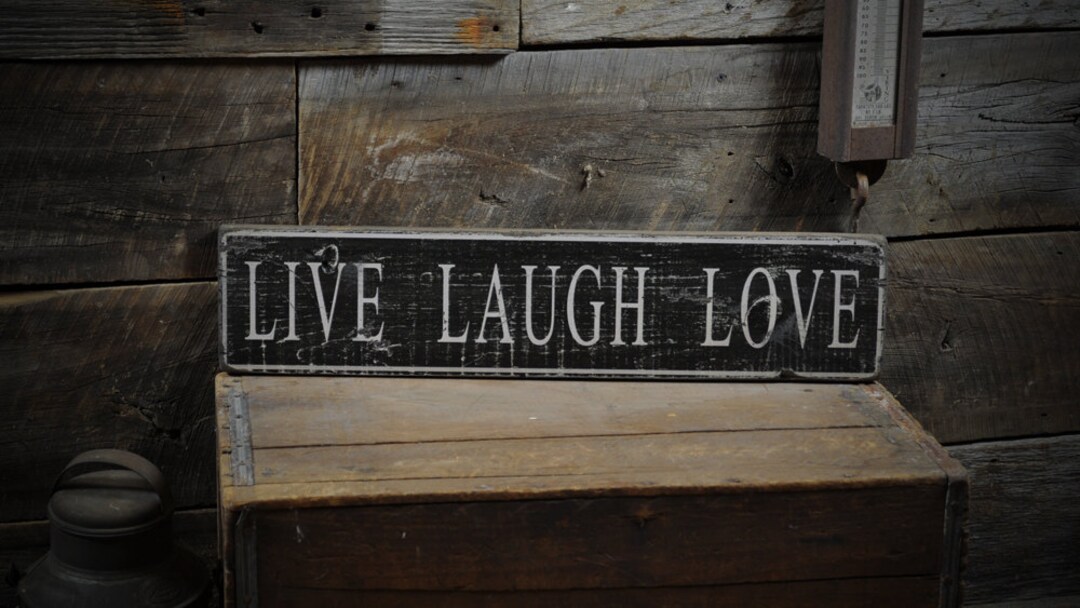 Live Laugh Love Sign - Primitive Rustic Hand Made Vintage Wooden Sign ...